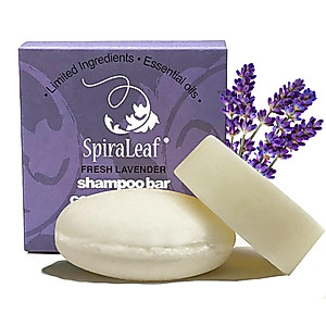 SpiraLeaf Shampoo Bar & Conditioner Bar Set, FRESH LAVENDER Pure Essential Oils, Light Scent, Limited Ingredients, Concentrated Formula, Made USA, Zero Waste, Color-Fragrance Free, Travel Ready