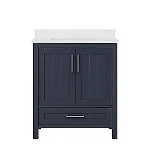 Ove Decors Kansas 30 in. Single Sink Bathroom Cultured Marble Countertop Vanity, 30 inches, in Midnight Blue