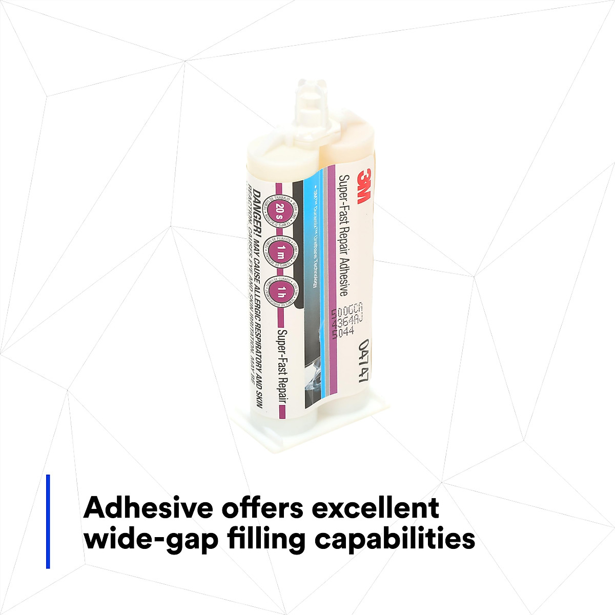 3M Super-Fast Repair Adhesive, 04747, Tranlucent Color,Two-Component, Semi-Rigid, Urethane Adhesive, 47.3 mL/1.6 fl oz Cartridge