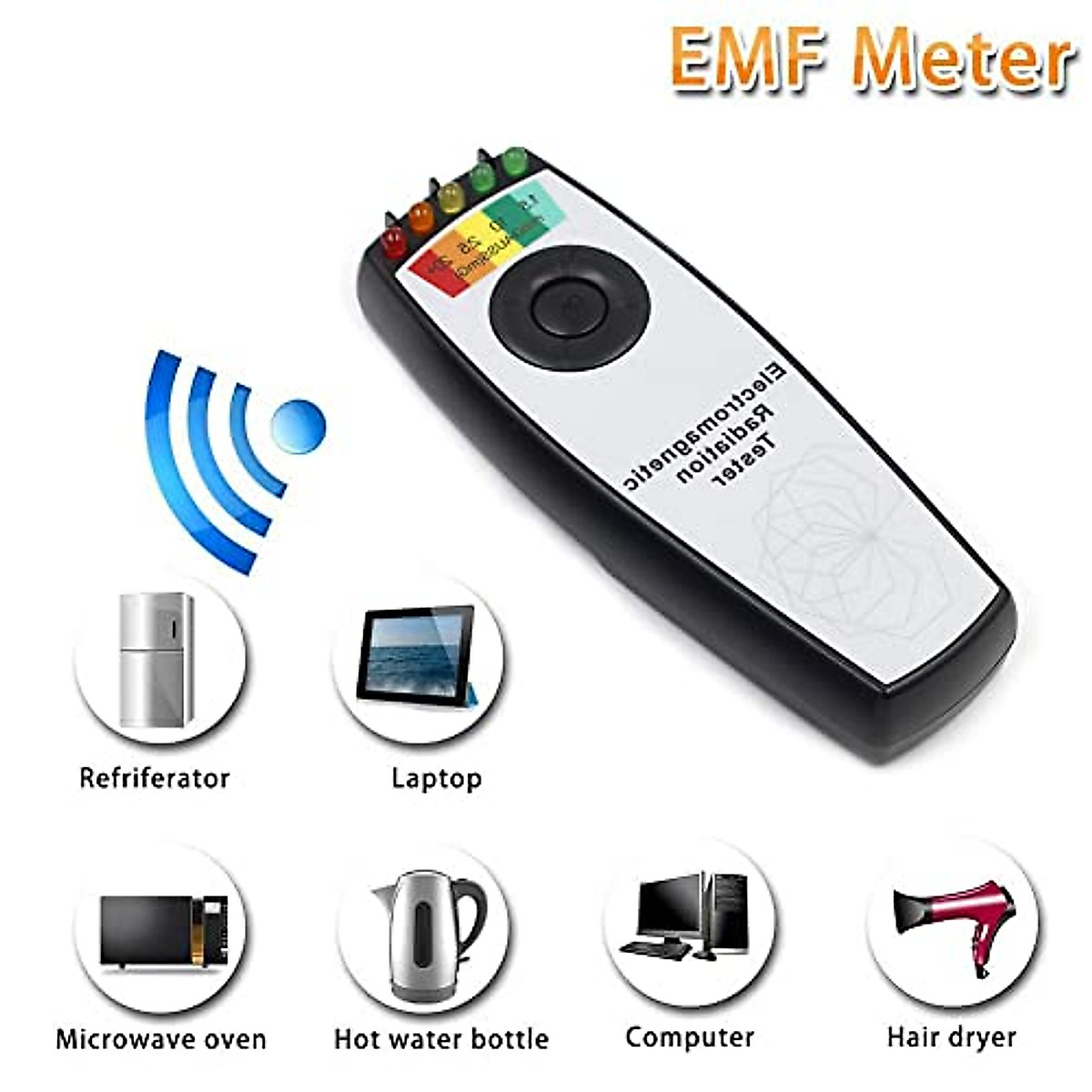 Tookie LED EMF Meter Magnetic Field Detector Ghost Hunting Indoor Outdoor Home School(Black)