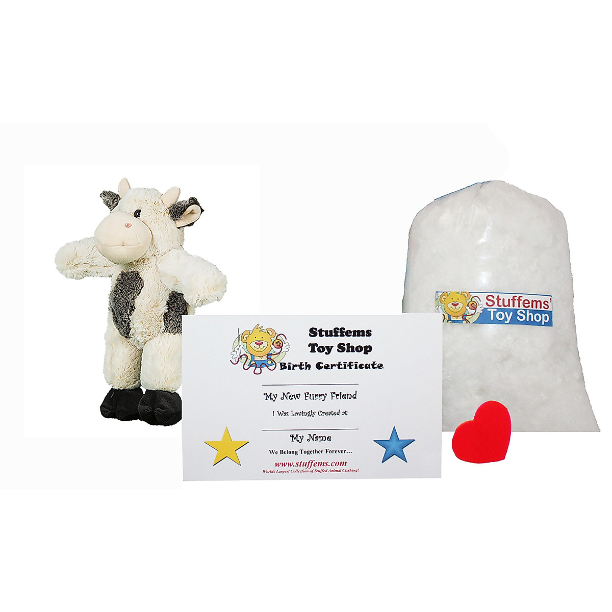 Make Your Own Stuffed Animal Mini 8 Inch Bessie Mae Moo-Cho The Cow Kit - No Sewing Required!