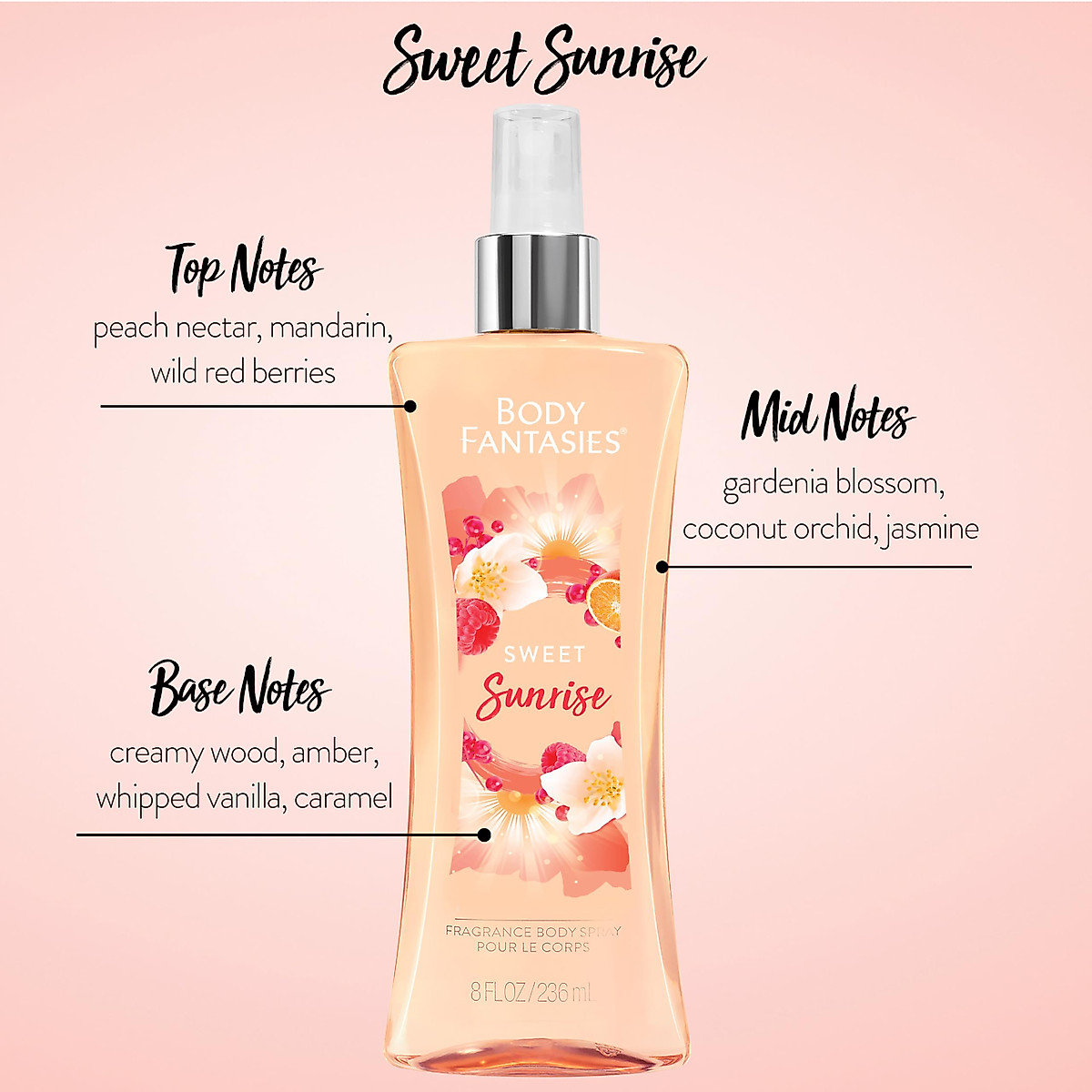 Body Fantasies Signature Fragrance Body Spray, Sweet Sunrise Fantasy, 8 Fluid Ounce