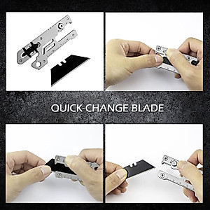 Utility Knife/Box Cutter Multi-Tool Card with Extra 5 Long Life Black Blades