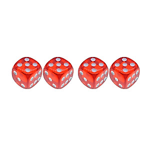 NUOBESTY 4pcs 6 Sided Dice Set Translucent Colors Rounded Corners Dice with Black Pouch for Board Dice Game Classroom Teaching Red