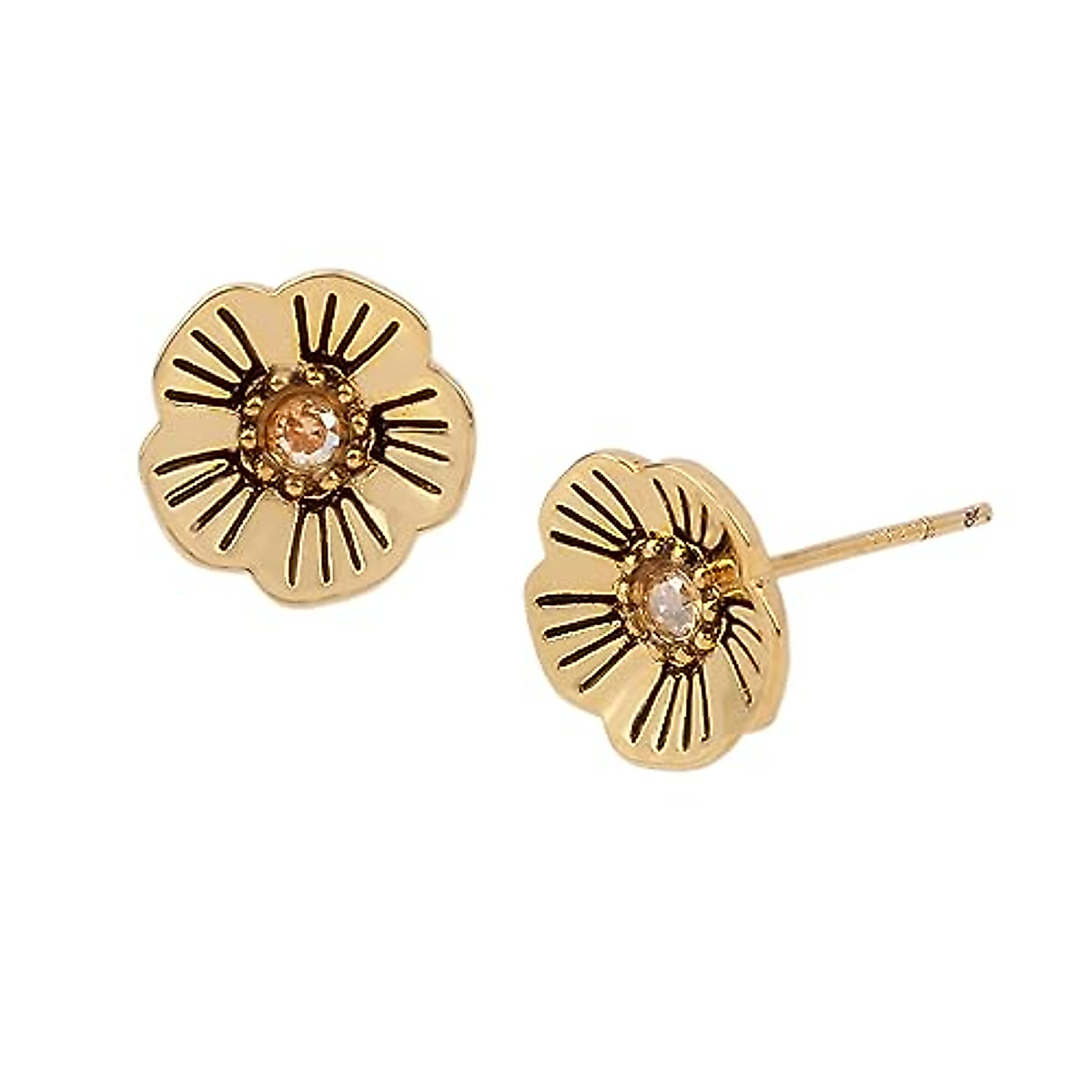 Coach Women's Signature Tea Rose Stud Earrings