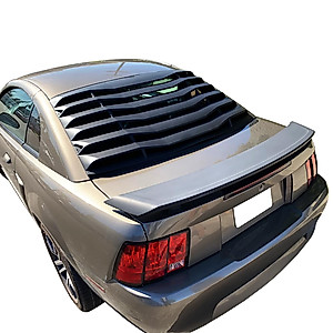 IKON MOTORSPORTS, Window Louver Compatible with 1999-2004 Ford Mustang, IKON Style ABS Rear Sun Shade Windshield Cover Black