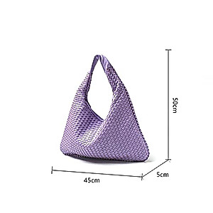 Women's Leather Woven Tote Handbag,Handmade Large Capacity Shoulder Bags Travel Bag Shopper Bag Hobo Bag (Apricot)