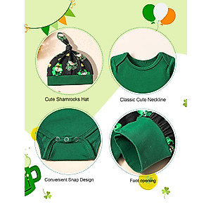 KANGKANG St Patricks Day Baby Boy Outfit My First St Patricks Day Baby Boy Outfit Baby Boy Clothes 3-6 Months Baby Rompers Overalls Hat