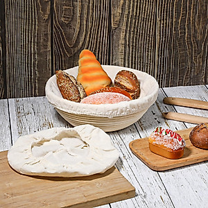 2 Pcs Bread Proofing Basket Cloth Liner Baking Dough Basket Cover Natural Rattan Banneton Proofing Cloth for Bakery Home Baking, about 10 inch