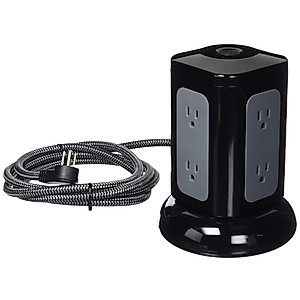 Tripp Lite Surge Protector Tower 6-Outlet 3X USB-A 1x USB C 8ft Cord Black (TLP606UCTOWER)