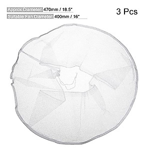 MECCANIXITY Electric Fan Dust Cover 16 Inch Washable Dustproof Guard Mesh Net for Protection, White Pack of 3