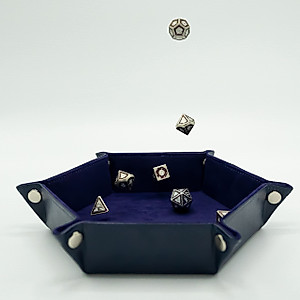 TINY GREMLIN - Dice Tray - Purple Hexagonal Collapsible PU Leather Dice Rolling Tray for Tabletop Role Playing Games Including Dungeons and Dragons (DND - D&D), Pathfinder, and Others