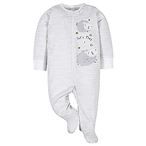 Gerber Unisex Baby 4 Pack Sleep 'N Play Footie Sheep Grey Newborn