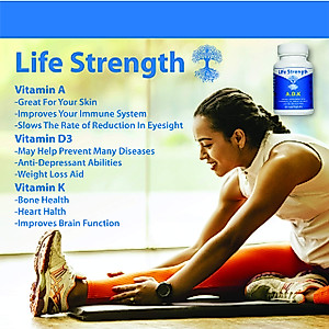 Life Strength ADK Supplement (90 CT) - Physician Formulated Vitamins A1, D3 & K2 (as MK7) for Bone Health - Immune System Support - Gluten Free, Soy Free, Non-GMO - Pack of 2