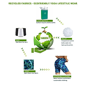 UIUO-UIPEU Butt Lifting Biker Shorts for Women Tummy Control Gym Workout Leggings Printed Yoga Shorts Green Lightning Large