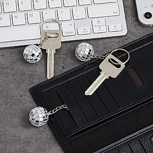 Kigeli 150 Pack Disco Ball Keychain Bulk 0.79'' Discoball Ornaments Silver Disco Accessories for 1970s Disco Party Favor