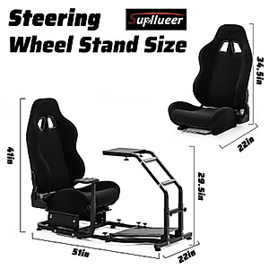 Supllueer Racing Simulator Cockpit with Black Racing Seat Fit for Logitech G29 G923 G920,ThrustmasterT248 T300RS TX F458 T-GT T128, Adjustable Racing Wheel Stand No Wheel Pedal Shifter