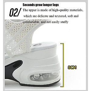 Women's Air Cushion Sneakers Hiking Outdoor Sandals Breathable Mesh Lightweight Comfortable Roman Fish Mouth Walking Shoes Anti-Slip Height Increasing Beach Sandals (Black,7.5,7.5)