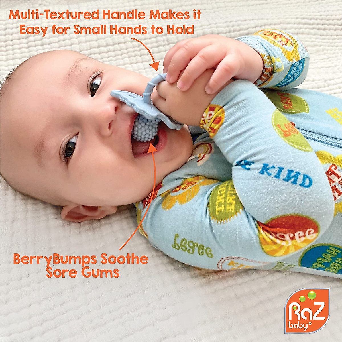 RaZbaby RaZbuddy RaZberry Teether/Pacifier Holder w/Removable Baby Teether Toy - 0M+ - Bpa Free - Monkey