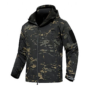 KQTFT Men's Tactical Jacket Softshell, US Medium, CN Large, Night Camo