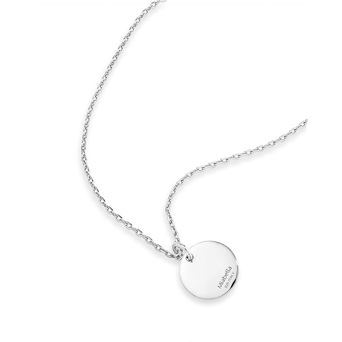 Miabella 925 Sterling Silver or 18K Yellow Gold Over Silver Round Initial Pendant Necklace for Women 18 to 20 Inch Chain, Dainty Letter Necklace Made in Italy (A, sterling silver)