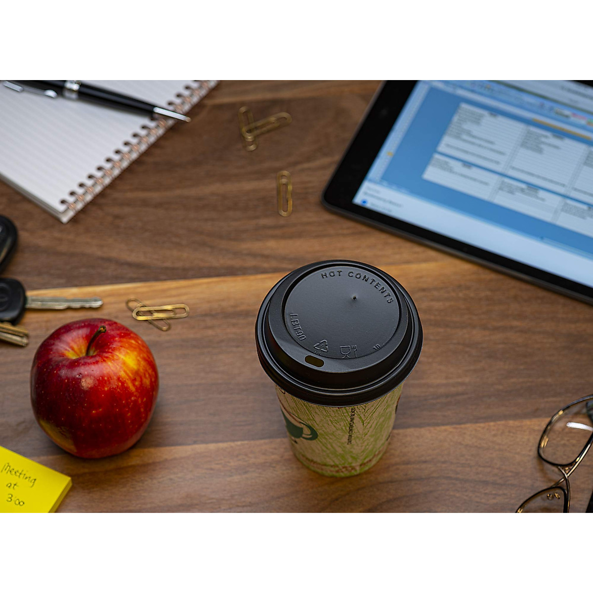 PaperMade Black Disposable Coffee Cup Lids (1000 Lids) - Resealable Dome Lids For Hot Or Cold Beverage Cups, 1 Case Fits Most 10 oz, 12oz, 16oz, 20oz Cups | Perfect For Travel, Coffee Shops & Take Out