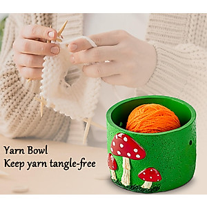 Mushroom Yarn Bowl for Crocheting Green Crochet Bowls for Yarn Red Docor Crochet Bowl Knitting Bowl