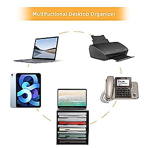 Veesun Paper Letter Tray Organizer, Mesh Desk File Organizer with 6 Tier Shelf Sorter, Black Desktop Organizer