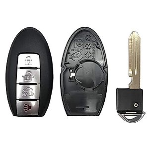 Smart Key Fob Case Shell Fit for Nissan Altima Maxima Murano Infiniti KR55WK48903 4 Buttons Replacement Keyless Entry Remote Car Key Housing Casing Outer Cover with Uncut Blade Blank & Keyring (1)