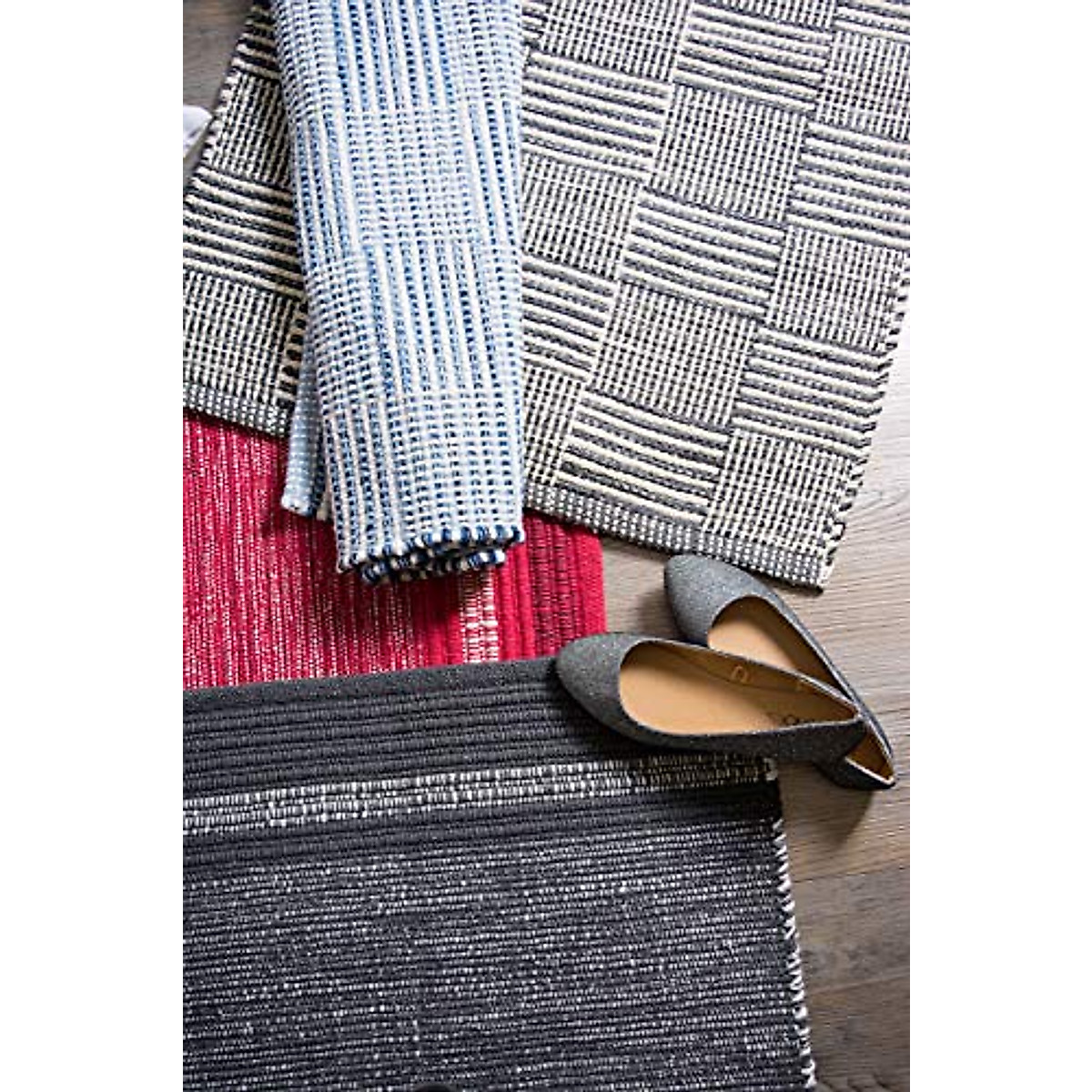 DII Variegated Recycled Yarn Modern Edge Stripe, 2x3', Gray