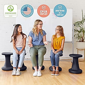 ECR4Kids Twist Wobble Stool, 18in Seat Height, Active Seating, Black