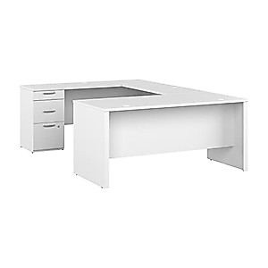 Bestar Logan U Shaped Desk in Pure White, 65W