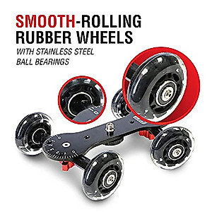 Vidpro SK-22 Professional Skater Dolly - Rolling Slider for DLSR Cameras & Camcorders Ideal for Low-Level Shooting & Panning 25 Lbs Capacity Smooth Rubber Wheels 7 Mounting Points & Extendable Handle
