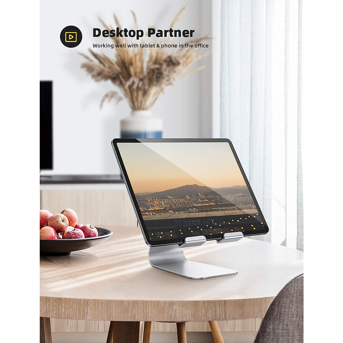 Tablet Stand Adjustable, Lamicall Phone Stand : Desktop Stand Holder Dock Compatible with Phone Xs Max XR, New iPad 2018 Pro 9.7, 10.5, Air Mini 2 3 4, Kindle, Accessories, Tab (4-13 inch) - Silver