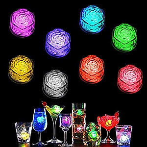 Multi-Color Ice Cube Lights Led Simulation Ice cubes Light Up Liquid Sensor Cubes Party Colorful Lights for Halloween Wedding Club Bar Champagne Tower Decoration (60PCS)