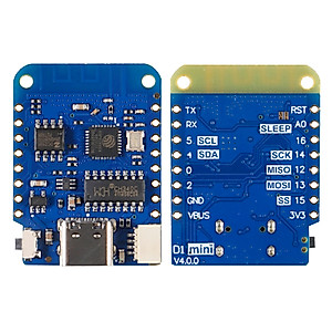 QCCAN 2pcs for WEMOS D1 Mini V4.0.0 Type-C USB WiFi Internet of Things Board Based ESP8266 4MB Compatible for Arduino MicroPython Nodemcu