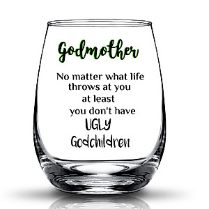 JERIO Gifts for Godmother,Godmother Gifts from Godson Godgaughter 15oz Wine Glass- Godmother Christmas,Mother's Gift for Godmother