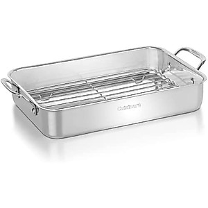 Cuisinart 7117-14RR 14-Inch Chef's-Classic Cookware-Collection, Lasagna Pan w/Stainless Roasting Rack, Stainless Steel