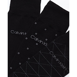 Calvin Klein Men's 6 Pack Mixed Pattern Dress Socks, Size 4-12, Black Assorted