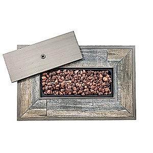 Propane Fire Fit Table, Summerville 42 inch Gas Fire Table Outdoor Smokeless Square 50,000 BTU Auto-Ignition Firepits with Lava Stone for Patio,Garden,Backyard