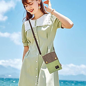 WITERY Small Crossbody Bags for Women - Handmade Cute Canvas Cross Body Phone Purse Cloth Pouch with Adjustable Shoulder Strap, Mini Teen Girl Travel Cell Phone Purse Wallet