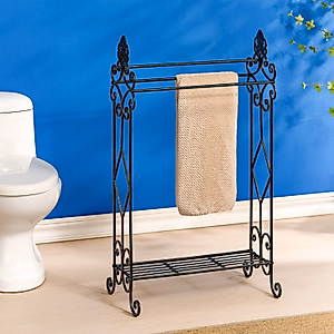 Standing Towel Rack for Bathroom,3-Tier Floor Freestanding Towel Racks with Storage Shelf,Antique Towel Holder Stand-21.75”×13”×38”