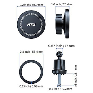 [2024 Newest Upgraded] for MagSafe Car Vent Mount HTU [Best Magnets] Car Phone Holders for iPhone, Hook Handsfree 360° Rotation Magnetic Phone Holder Car for iPhone 15 14 13 12 Pro Max Plus Mini,Black