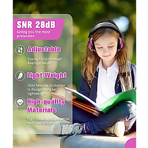 ZOHAN 032 Kids Noise Canceling Headphones - 25dB NRR Kids Ear Protection Earmuffs for School, Monster Jam, Fireworks, Travel, Air Show, Concert, Autism - Pink