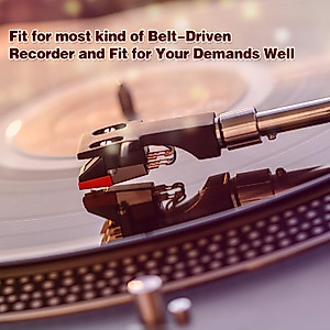 5 Pieces Turntable Belt with 5 Pieces Record Player Needle, Replacement Different Specifications Square Cassette Tape Machine Recorder Rubber Belt Diamond Stylus Replacement Needle for Turntable