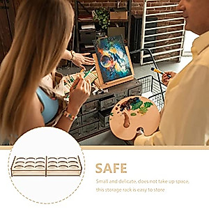 SEWACC Wooden Paint Rack Paint Rack Organizer with 18 Holes Diy Art Tools Storage Stand Pigment Bottle Storage Rack Craft Paint Holder Cabinet Organizer for Painting