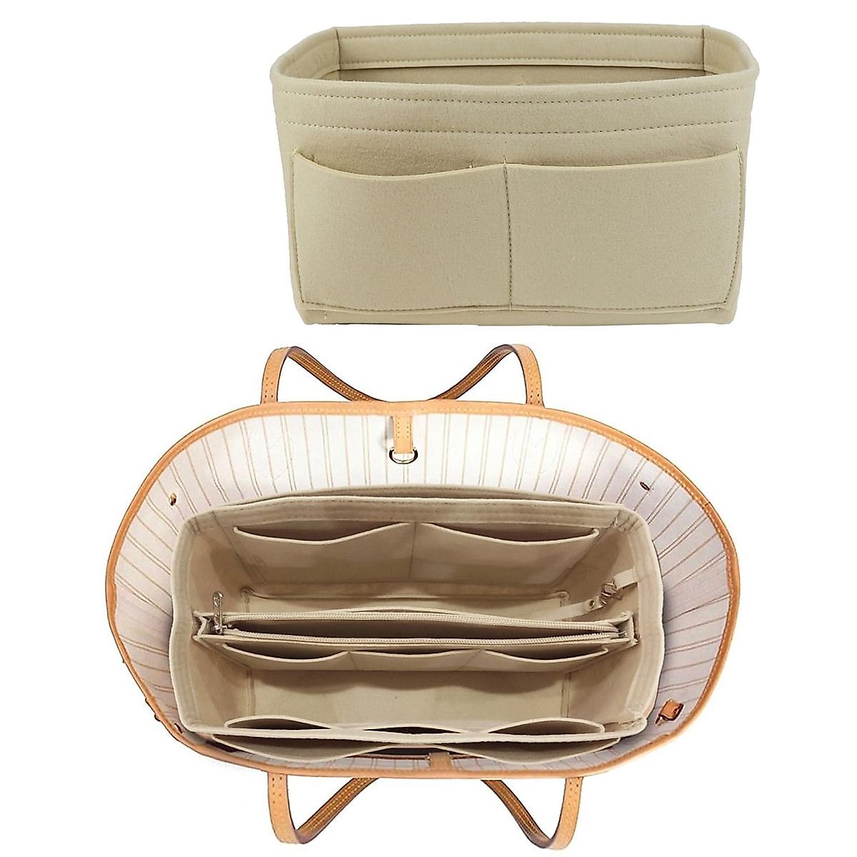 Lmeison Purse Organizer Insert, Bag in Bag Felt Fabric Handbag Organizer, 5 Sizes for Speedy Neverfull