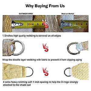 12'x12'x12' Triangle Beige Sun Shade Sail Canopy UV Block Awning for Outdoor Patio Garden Backyard