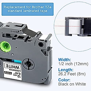 Absonic 4 Pack Tz-231 Label Tape Replace for Brother TZe-231 TZ231 TZ Tape 12mm 0.47 Laminated White, for Ptouch Label Maker PTD220 PTD210 PT-1290 PT-1880 PTH110 PT-2040C PTD400 PTD600 PTD450 PTD410