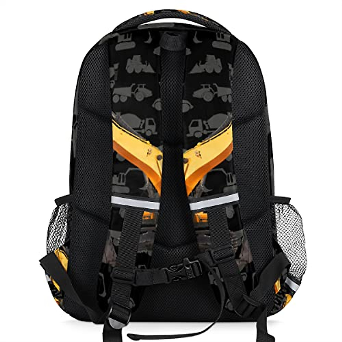 OMFUNS Excavator Truck Custom Name School Backpack for Boy Girl Teen Cool Car Personalized Student Bookbag for Primary Junior College Customized Laptop Backpack for Men Women